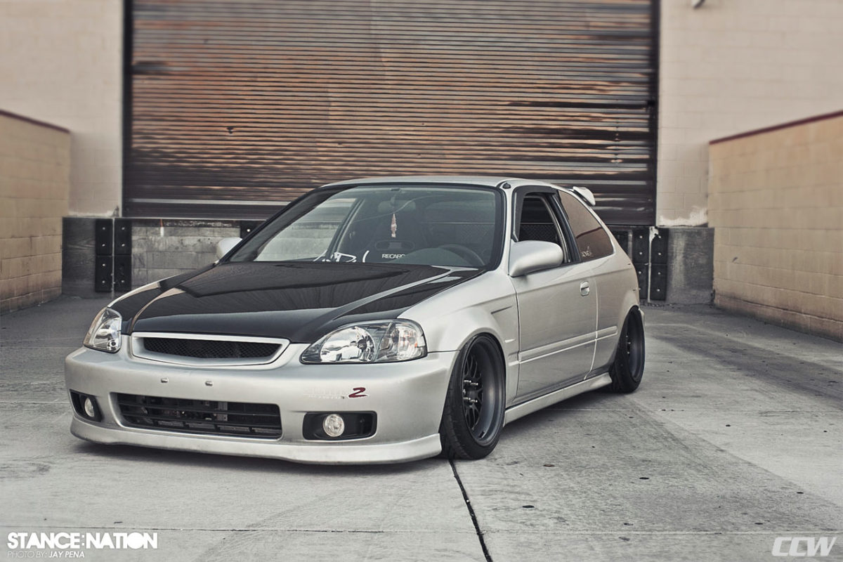 Silver Honda Civic EK Hatchback - CCW LM16 Three-Piece Wheels
