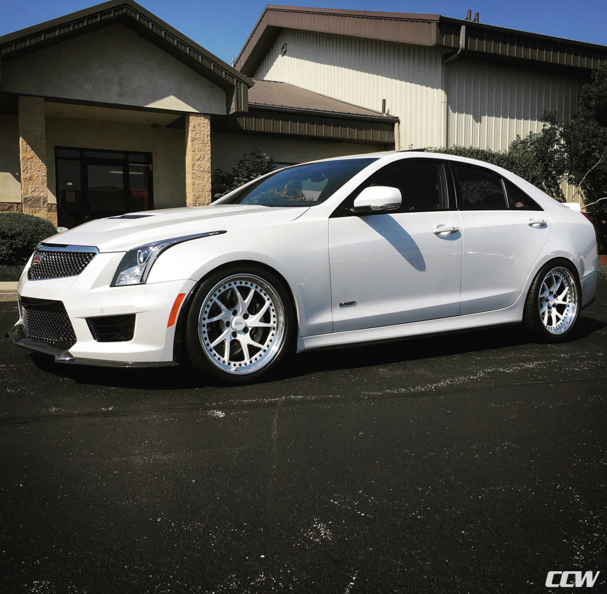 White Cadillac ATS-V - CCW CL565 Three-Piece Forged Wheels