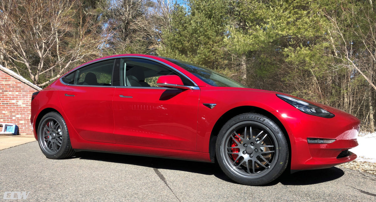 Red Tesla Model 3 - CCW SP16 Wheels in Gunmetal - CCW Wheels