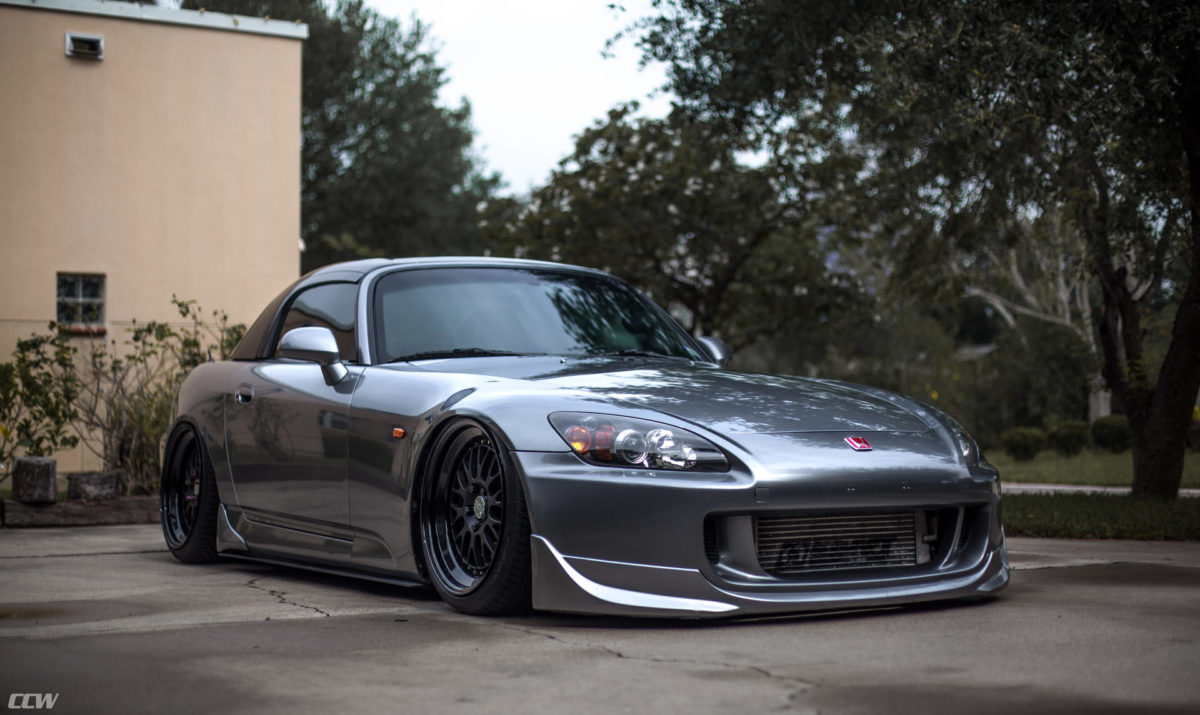 Bagged Gray Turbocharged Honda S2000 - CCW LM20 Forged Wheels